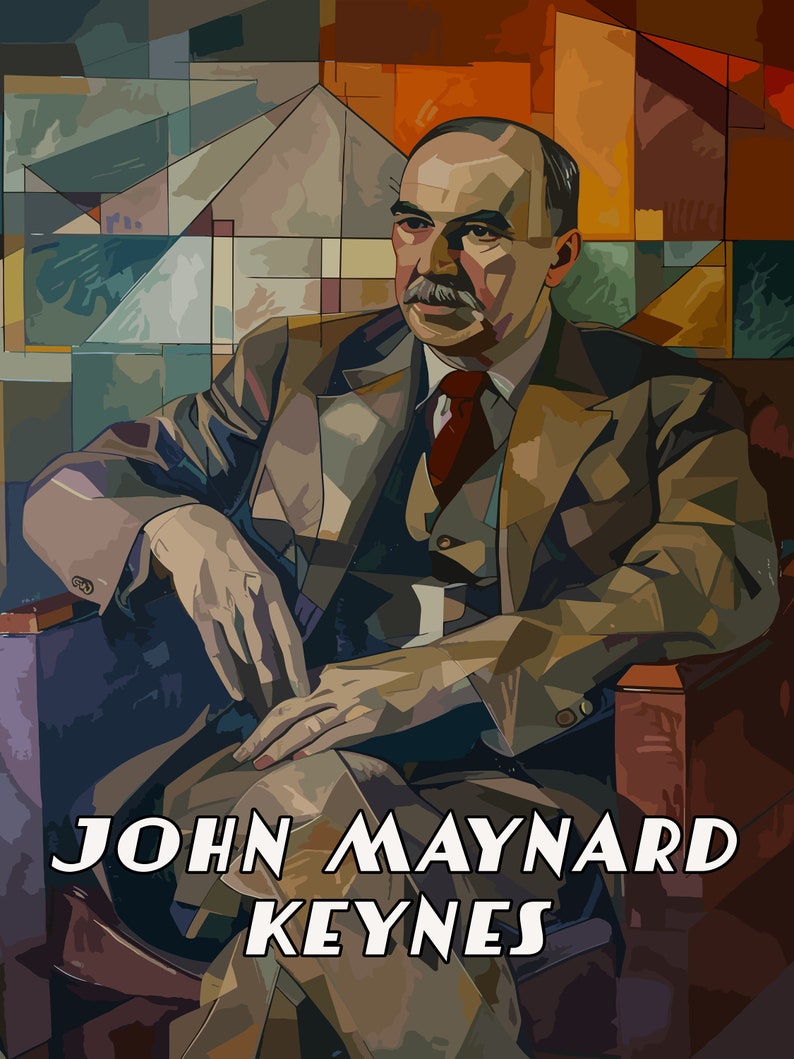 John Maynard Keynes Art Deco Portrait Iconic Economist Wall Art Home ...