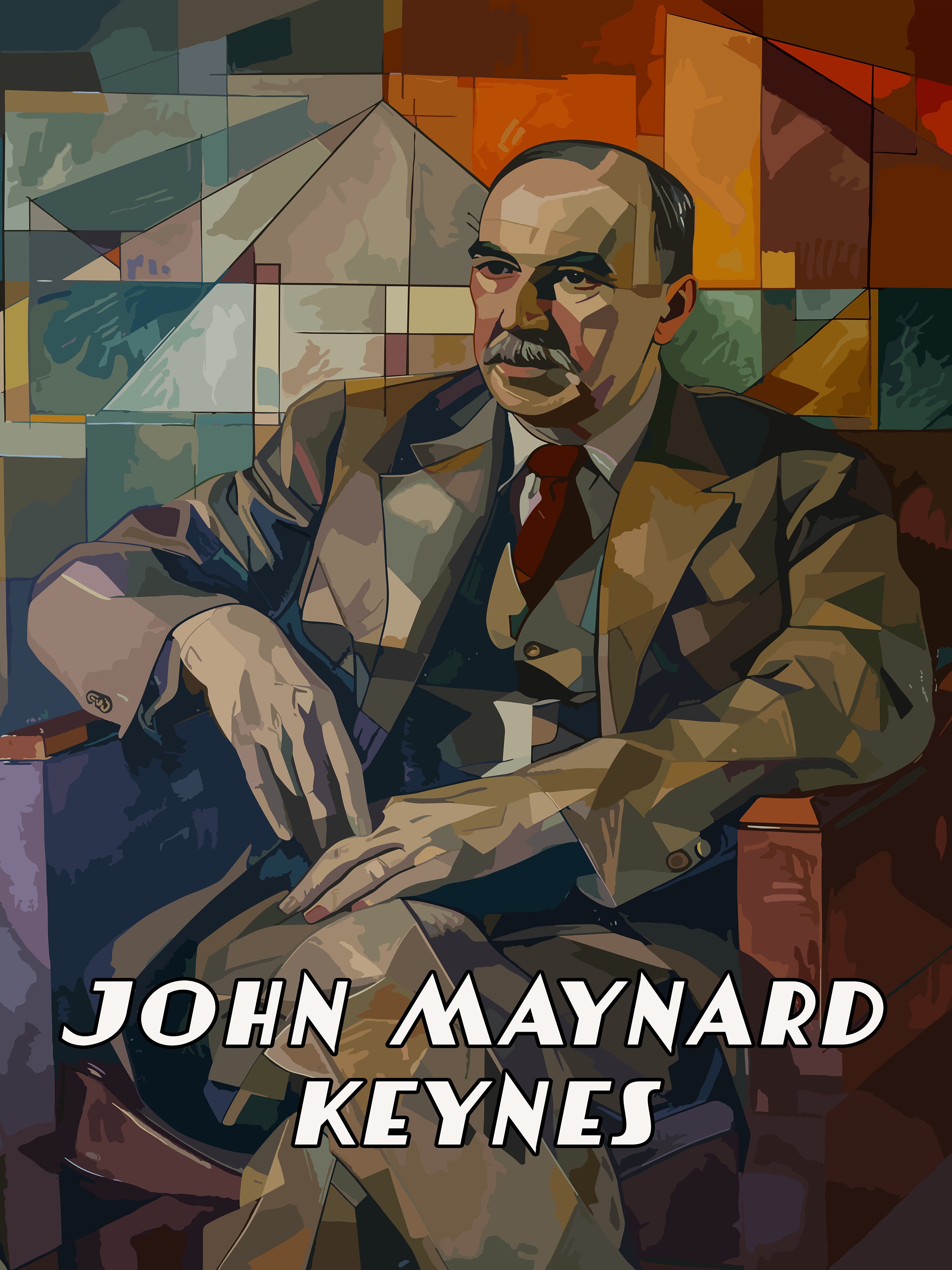 John Maynard Keynes Art Deco Portrait Iconic Economist Wall Art Home ...