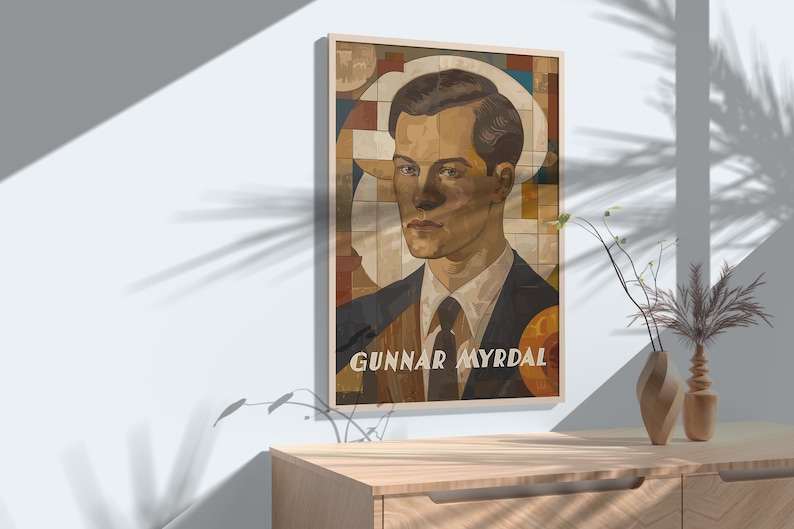 Gunnar Myrdal Art Deco Portrait | Economist History Poster (digital ...