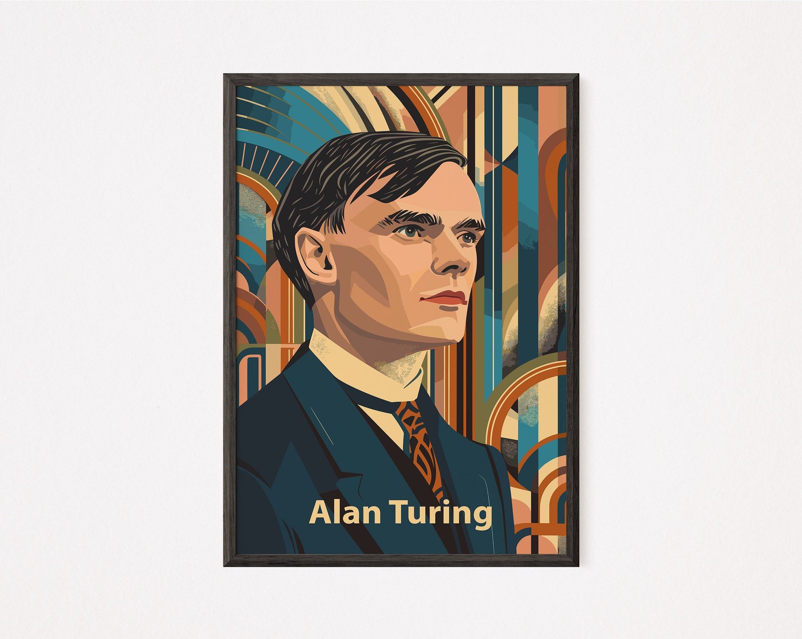 Alan Turing Art Deco Portrait | British Cryptanalyst Icon | Art Deco ...
