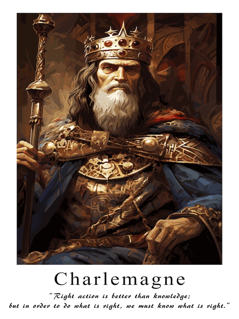 Charlemagne Portrait Digital Poster - Medieval History Art Print ...