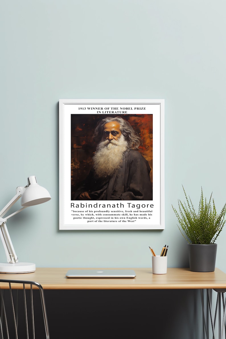 Rabindranath Tagore 1913 Nobel Prize in Literature Digital Poster ...