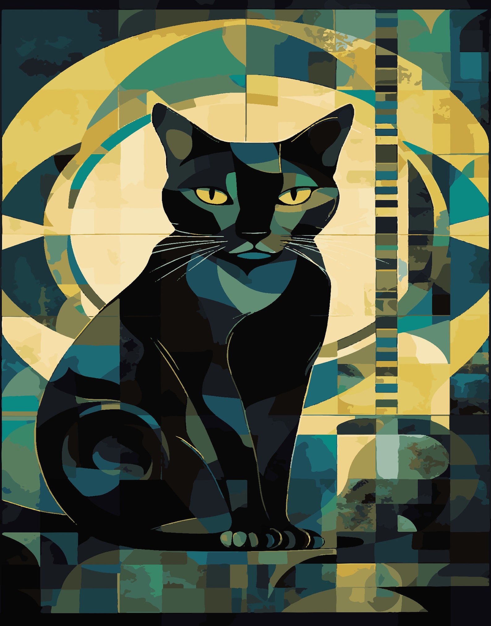 Art Deco Cats Set of 3, Animal Poster, Home Decor Office, Download ...