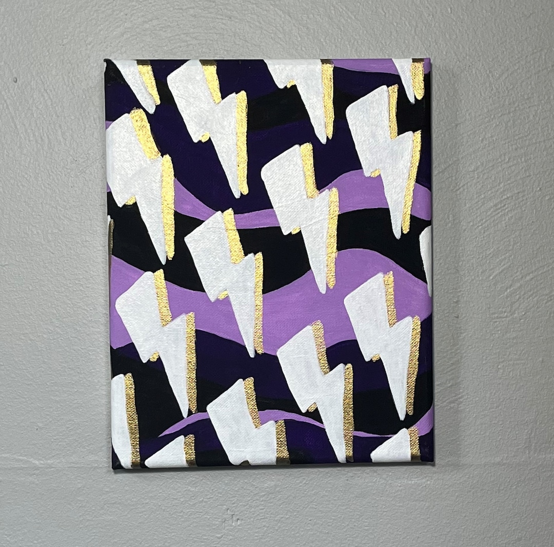 Purple Lightning Acrylic Painting on 8x10 Canvas - Etsy