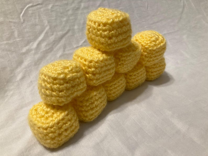 Soft Crocheted Yellow Squishy Blocks for Babies. (ten Pack). Made by ...