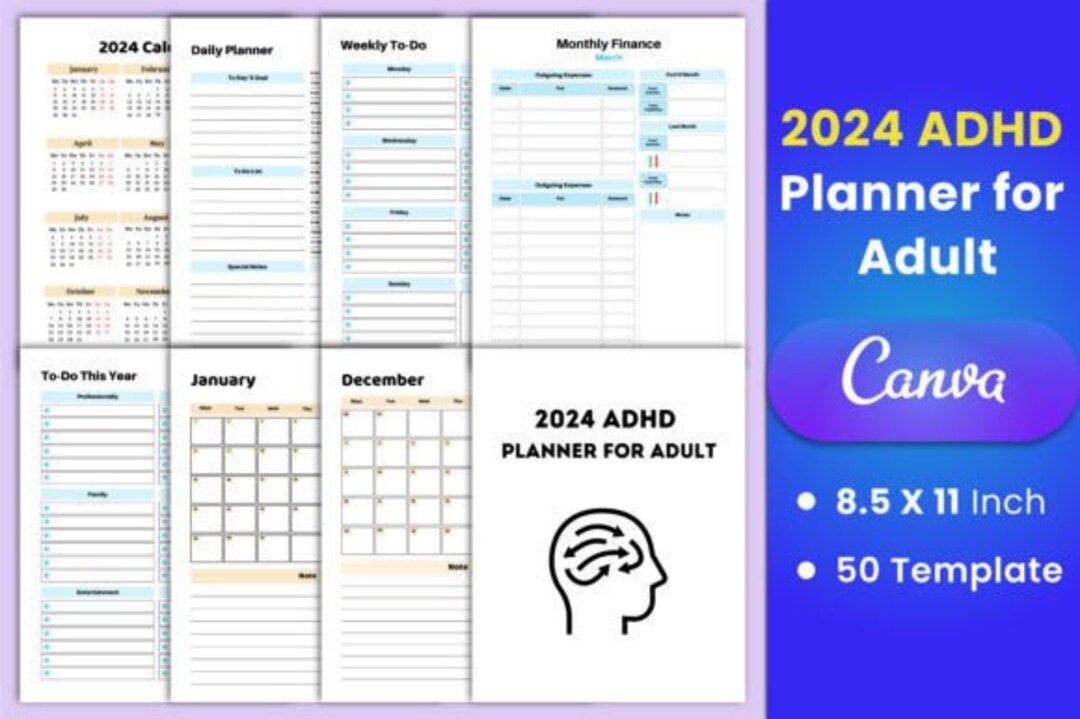 ADHD PLANNER ADULT Self Care Planner 2024 Calendar Unique - Etsy