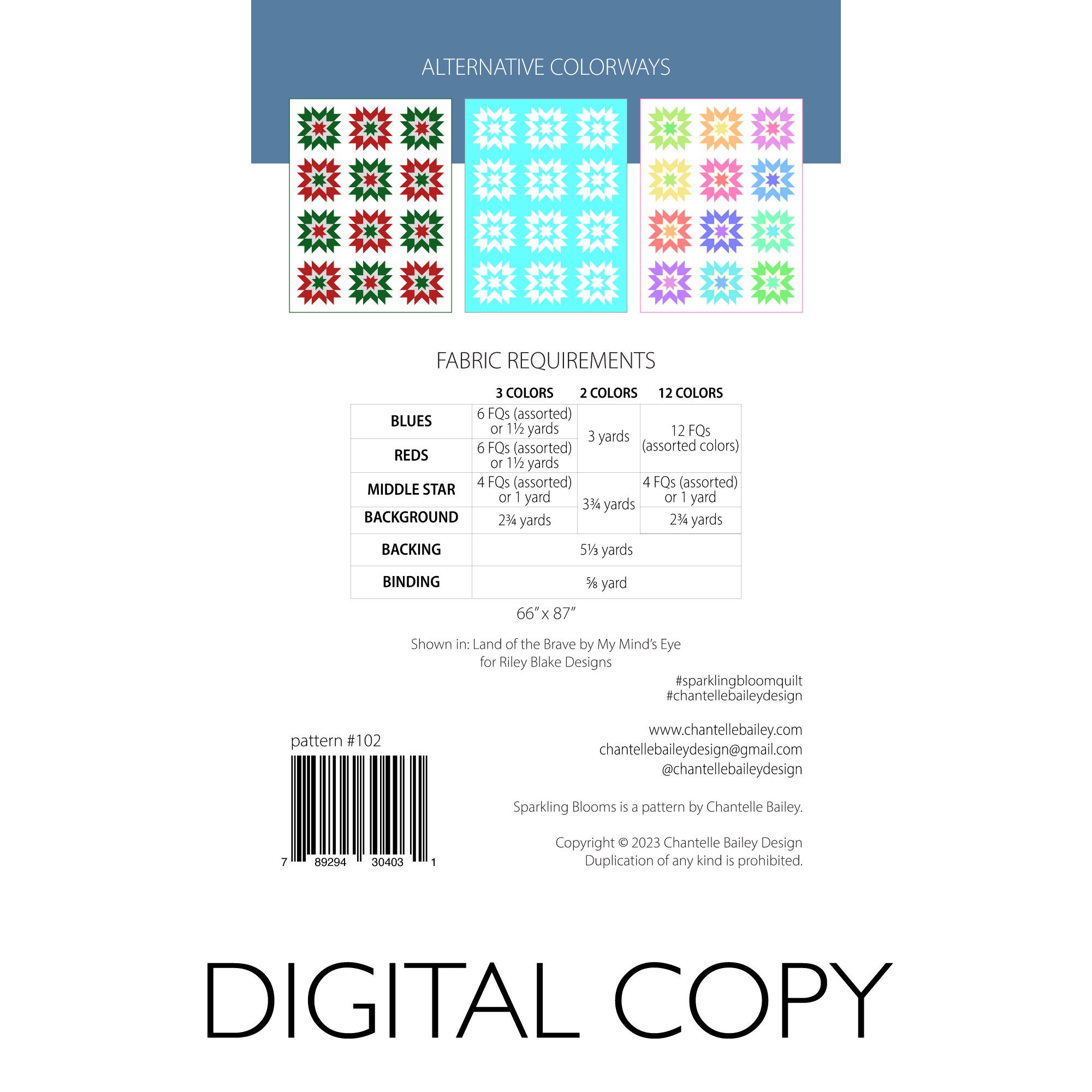 Sparkling Blooms PDF Quilt Pattern Digital Download by Chantelle Bailey ...