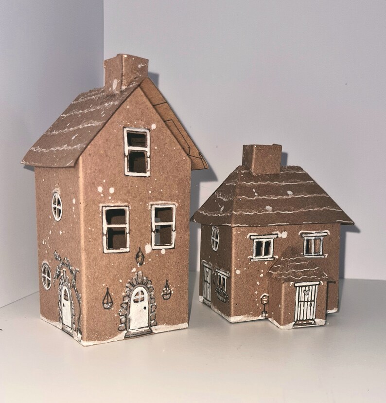 Printable Paper House Template Digital, Make Your Own Tiny Village. 4 ...