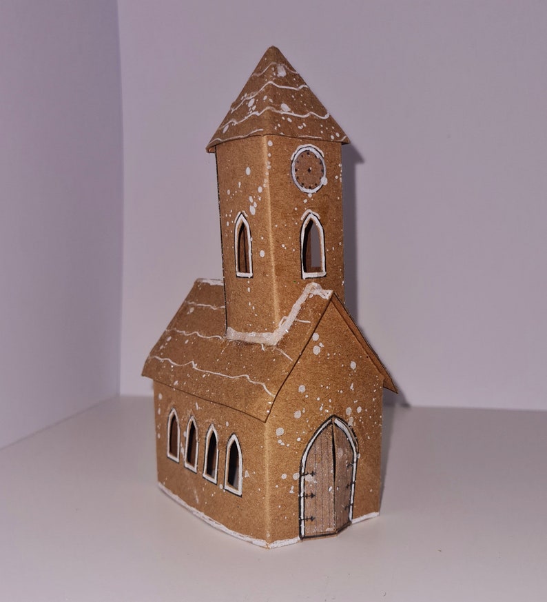 DIY Paper Church Kit: Kraft & White Cardstock Miniature Houses - Etsy