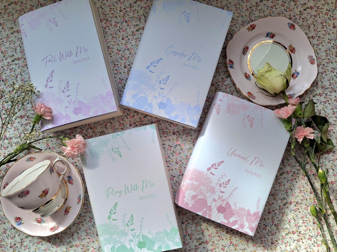 Custom Floral Book Dust Jacket Set: Cream Paperback Covers - Etsy