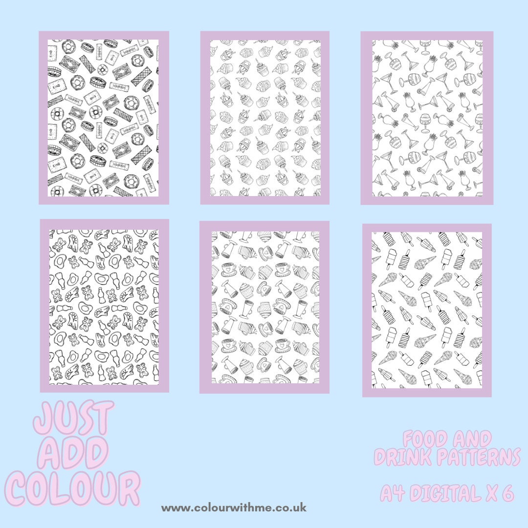 Coloring Sheets. Colour Your Own Background Papers. 6 Designs A4 ...
