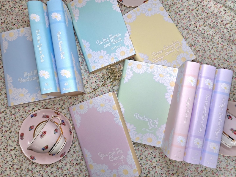 Printable Daisy Book Dust Jacket Set: Pastel Book Cover (digital ...
