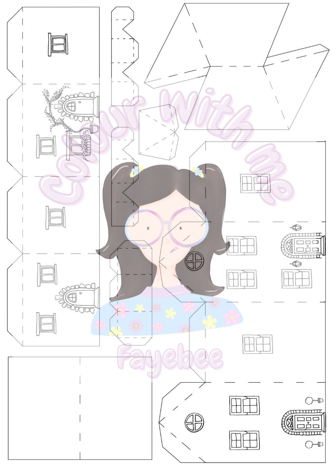 Printable Paper House Template Digital, Make Your Own Tiny Village. 4 ...