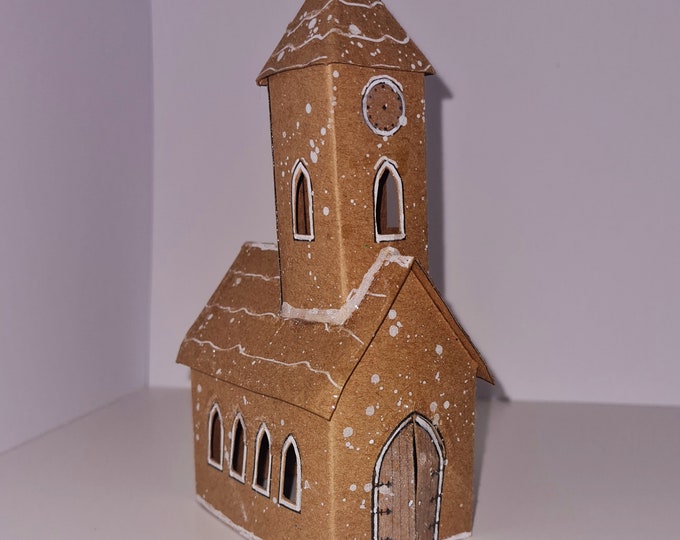 Paper Church Coloring Activity, 3D Paper Church, Christmas Village ...