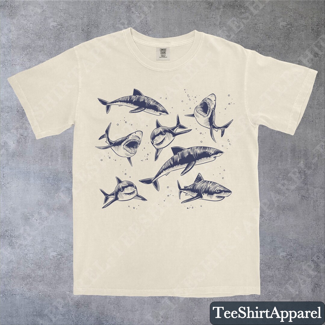 Comfort Colors® Tshirt, Shark Shirt, Great White Shark Shirt, Shark ...