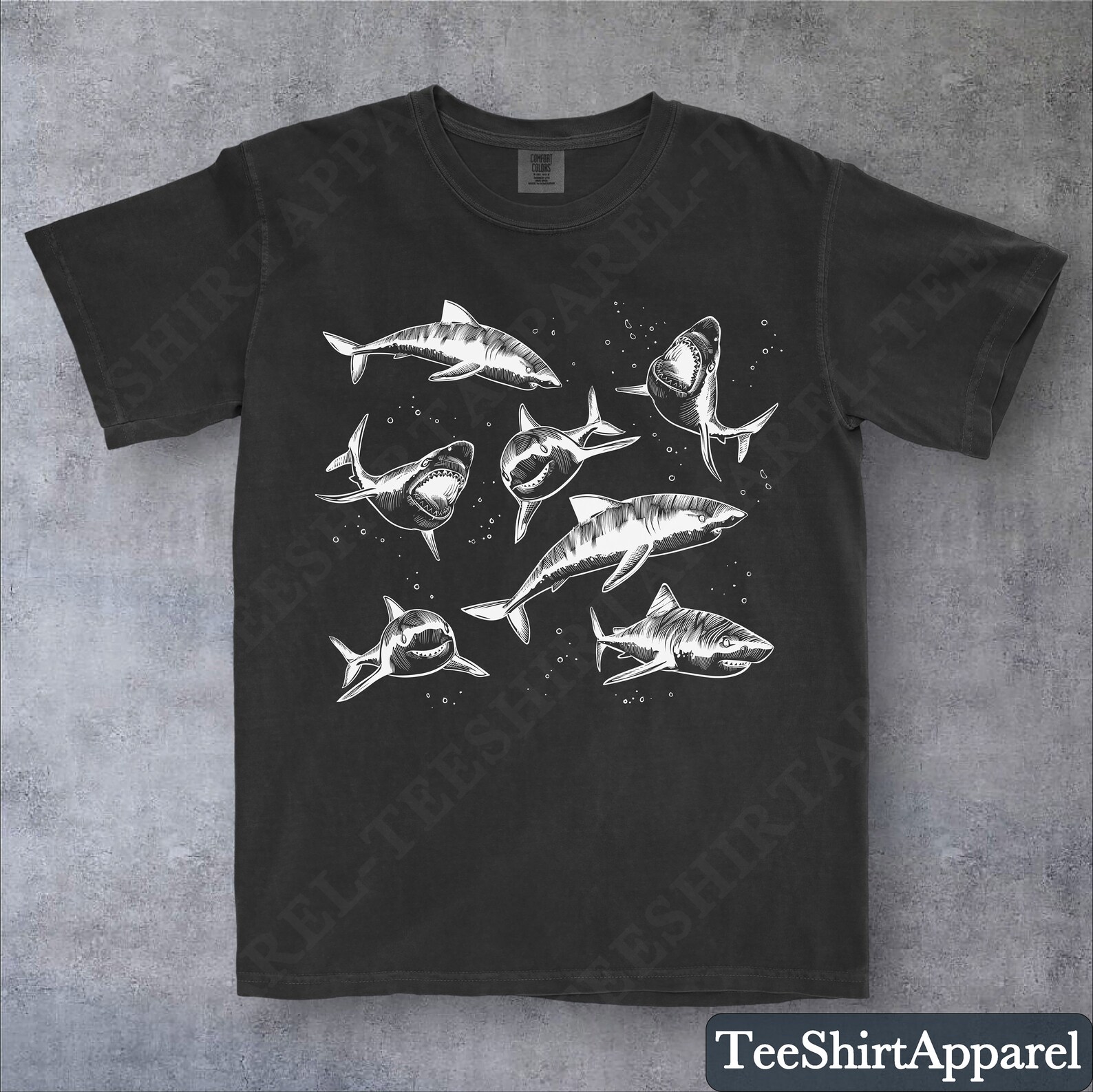 Comfort Colors® Tshirt, Shark Shirt, Great White Shark Shirt, Shark ...