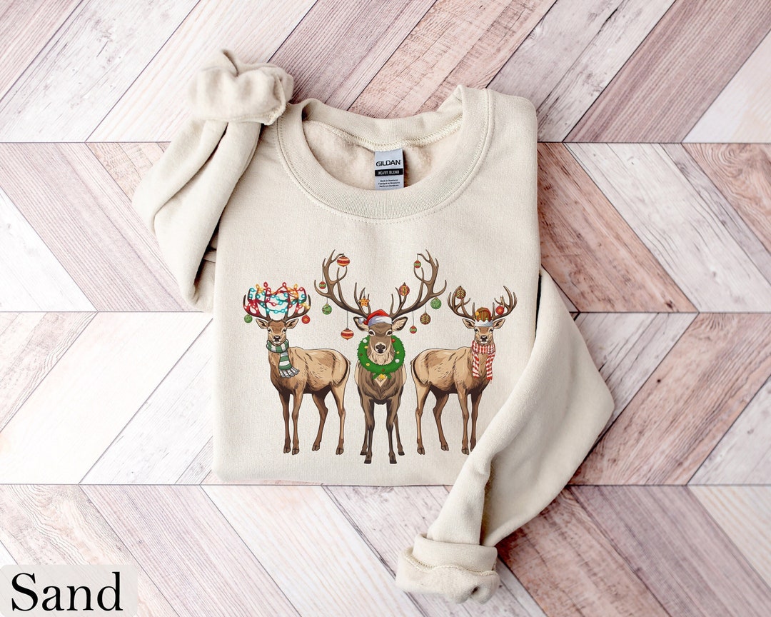 Reindeer Christmas Sweatshirt, Womens Christmas Shirt, Retro Christmas ...