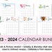 2023 2024 Printable Calendar Bundle | Portrait, Editable, Monthly ...