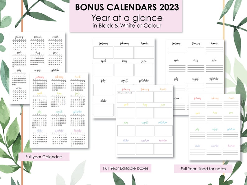 2023 2024 Printable Calendar Bundle Portrait, Editable, Monthly ...