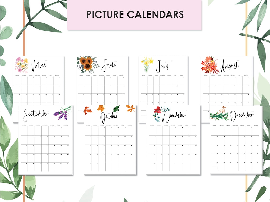2023 2024 Printable Calendar Bundle Portrait, Editable, Monthly ...