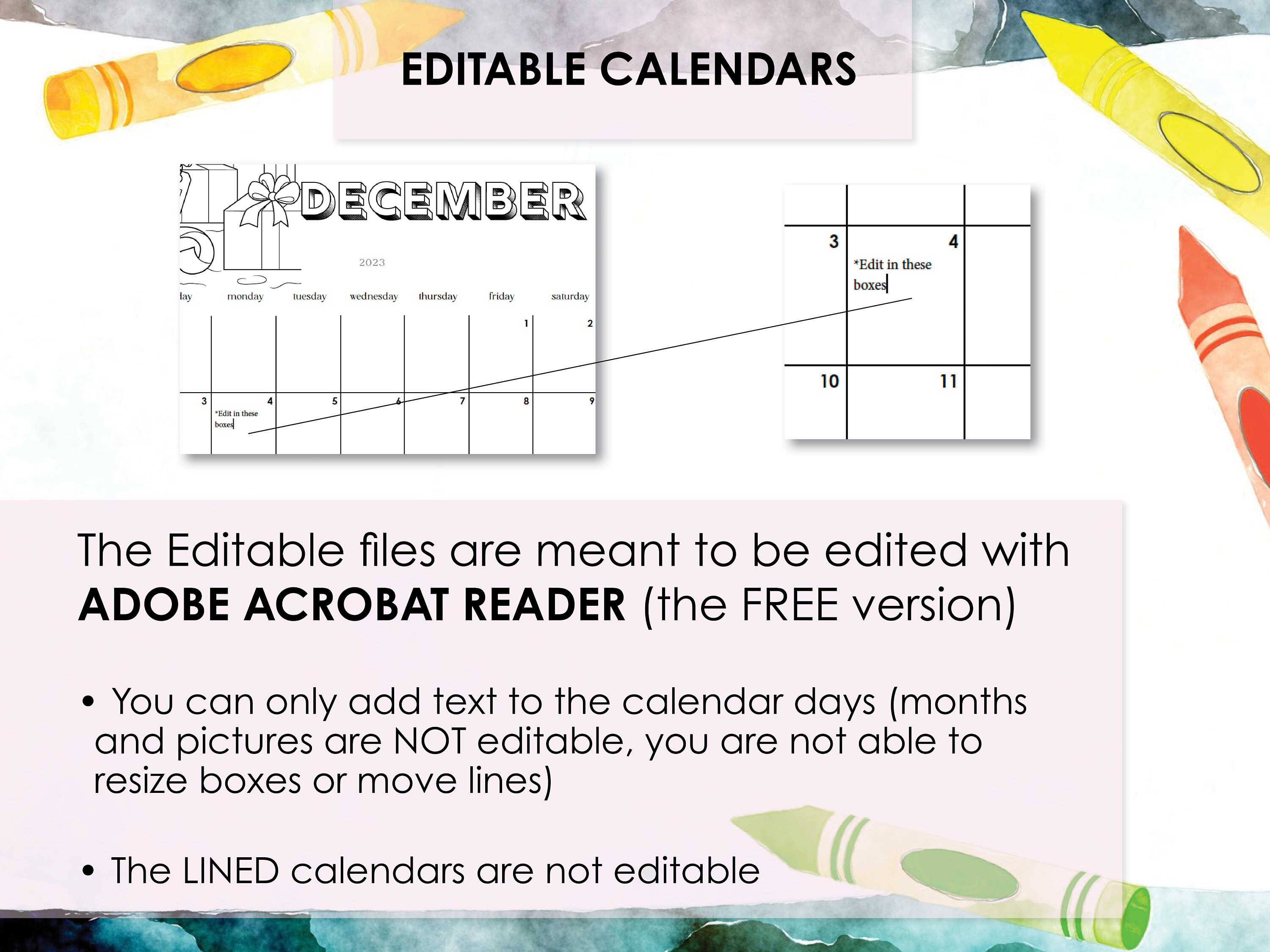 2023 2024 Colouring Calendar Bundle | Kids, Printable, Editable ...