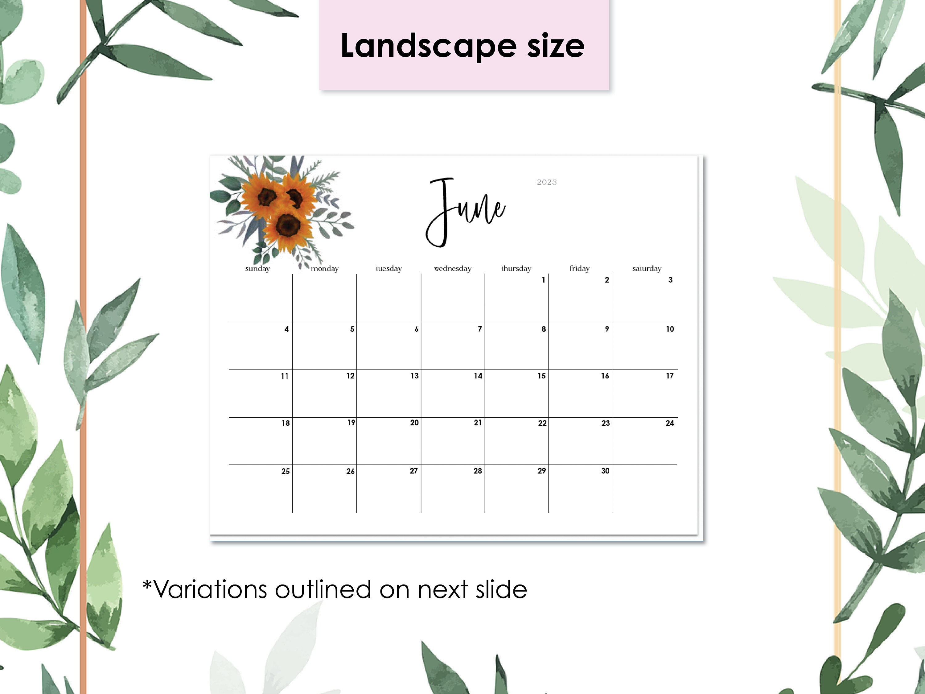 2023 2024 Landscape Calendar Bundle Printable, Editable, Monthly ...