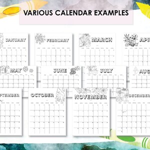 2023 2024 Colouring Calendar Bundle | Kids, Printable, Editable ...