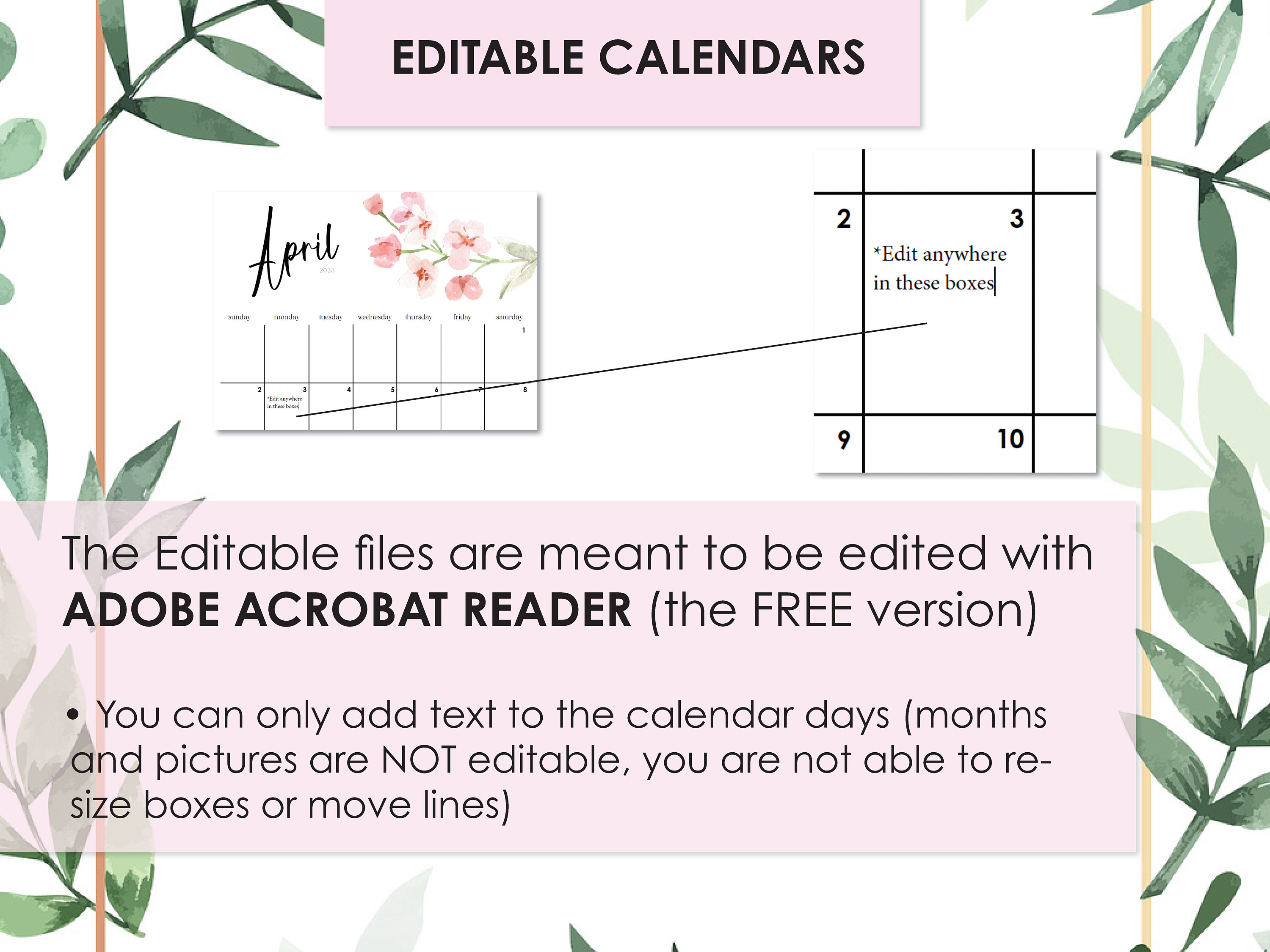 2023 2024 Printable Calendar Bundle Portrait, Editable, Monthly ...