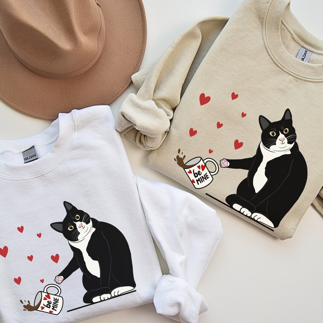 Funny Tuxedo Cat Sweatshirt, Cute Cat Sweater, Gift for Cat Owner, Cat ...