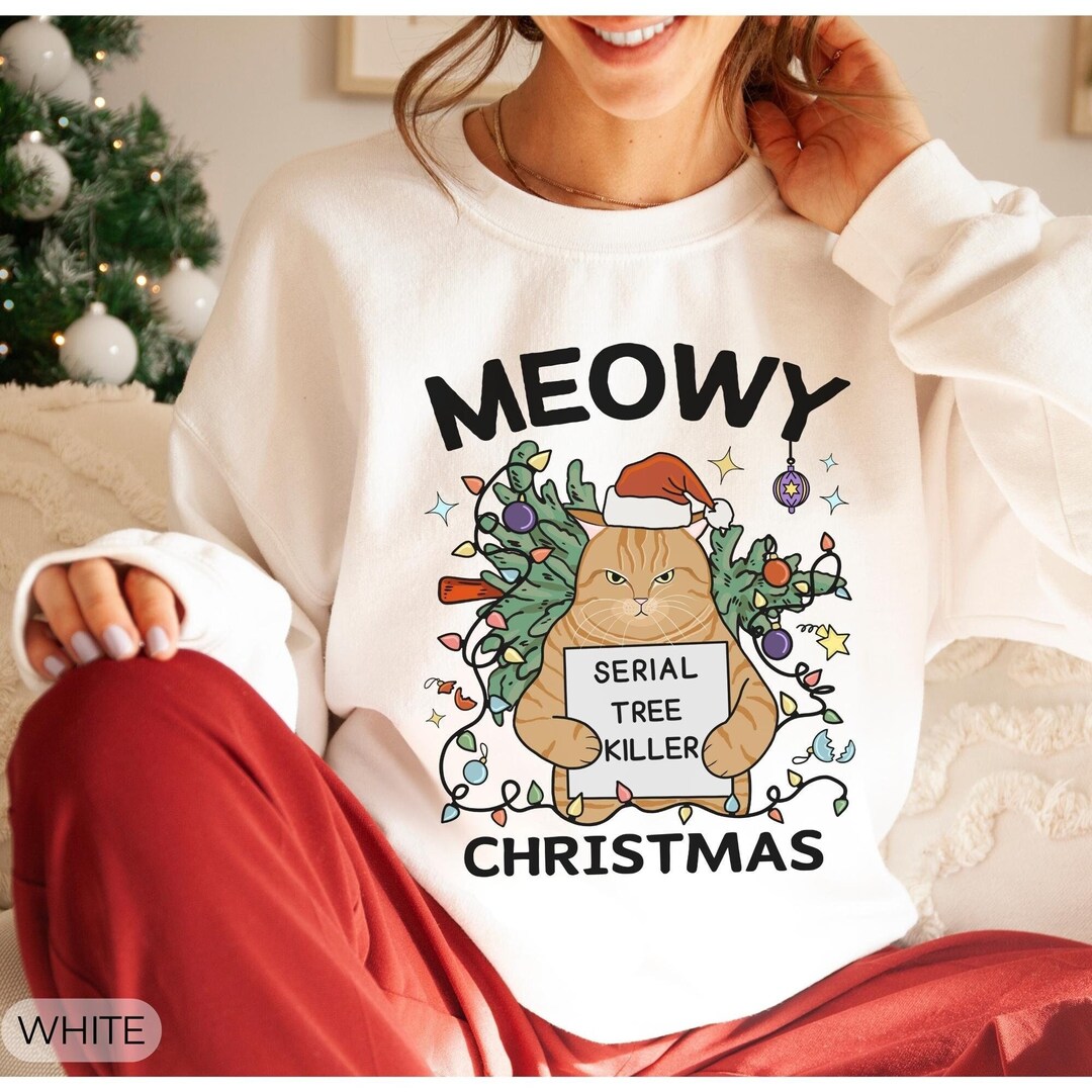Ugly Christmas Cat Sweater, Cat Lights, Funny Xmas Gift, Christmas Gift ...
