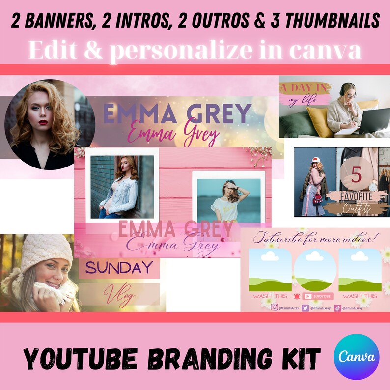 YOUTUBE BRAND KIT, Template Canva, Brand Kit Template, Youtube Channel ...