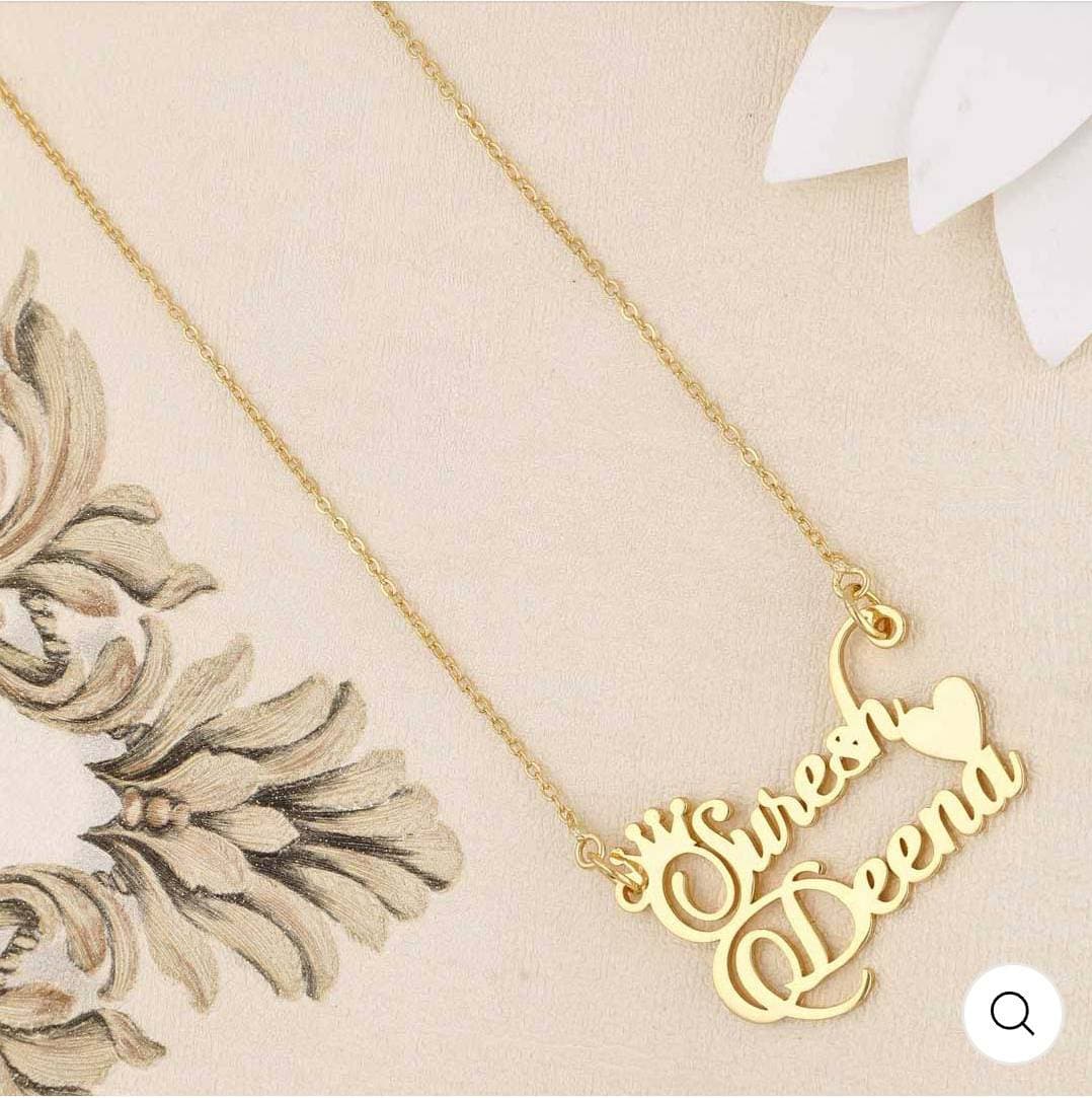 Couple Customize Name Locket Design Gold Plated, Double Name Lockets ...