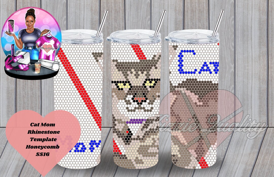 Cat Rhinestone Tumbler Template 20oz, PNG Rhinestone Guide, Rhinestone ...