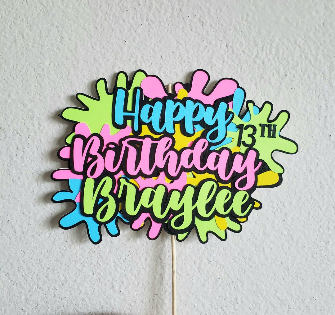 NEON Theme - Cake Topper - Paint Splatter - Etsy