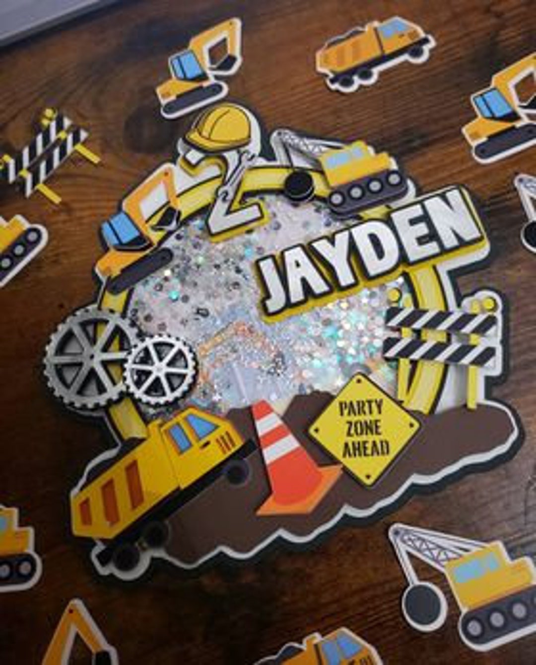 Construction - 3D Shaker Cake Topper - Etsy