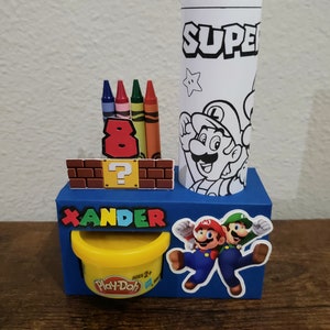 Mario - Party Favors Play Doh + Crayons - Etsy