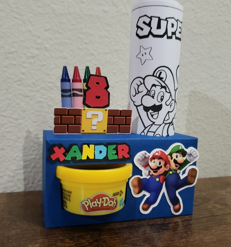 Mario - Party Favors Play Doh + Crayons - Etsy