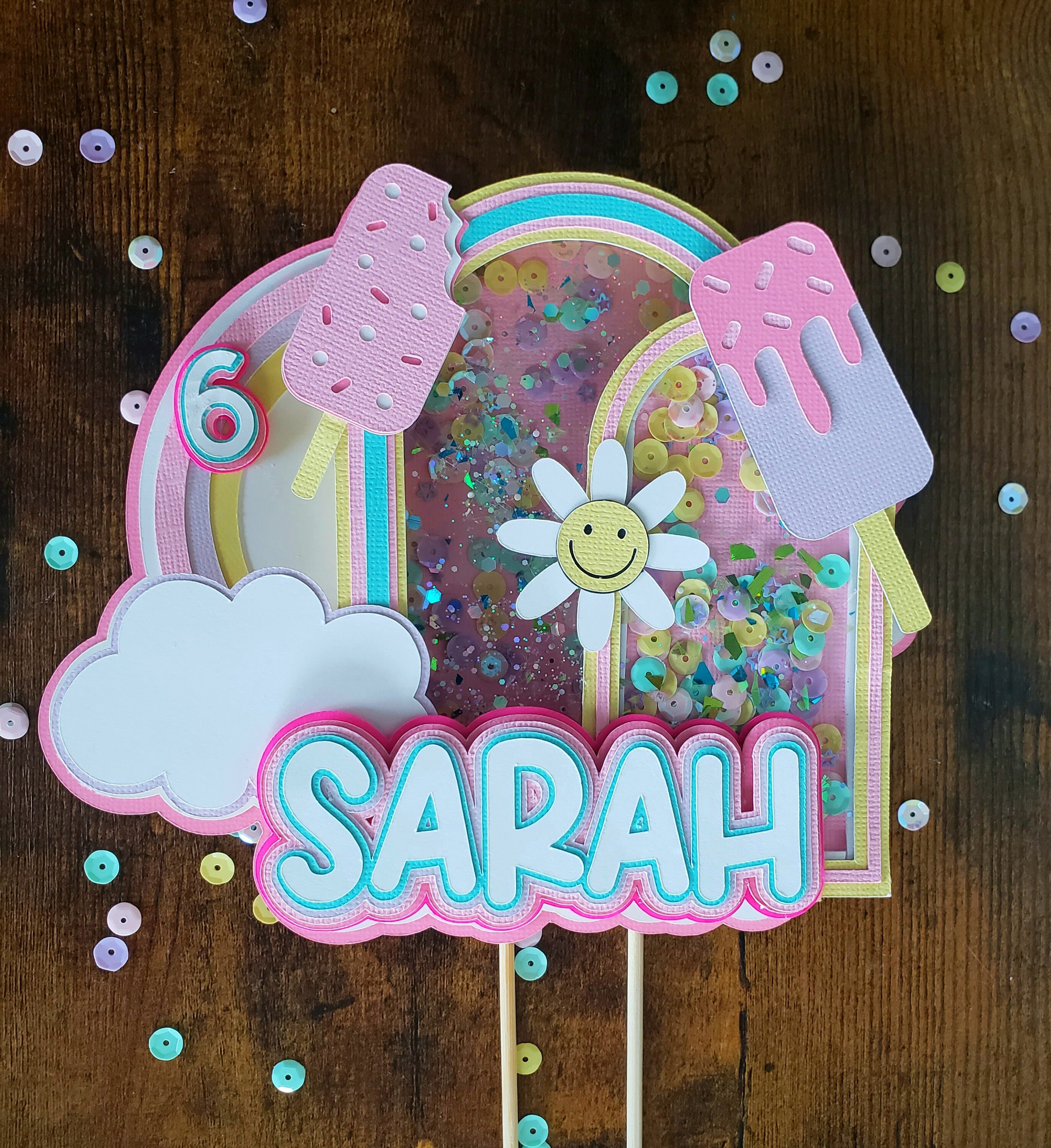 SUMMER 3D Shaker Cake Topper Ice Cream Daisy Popsicle - Etsy