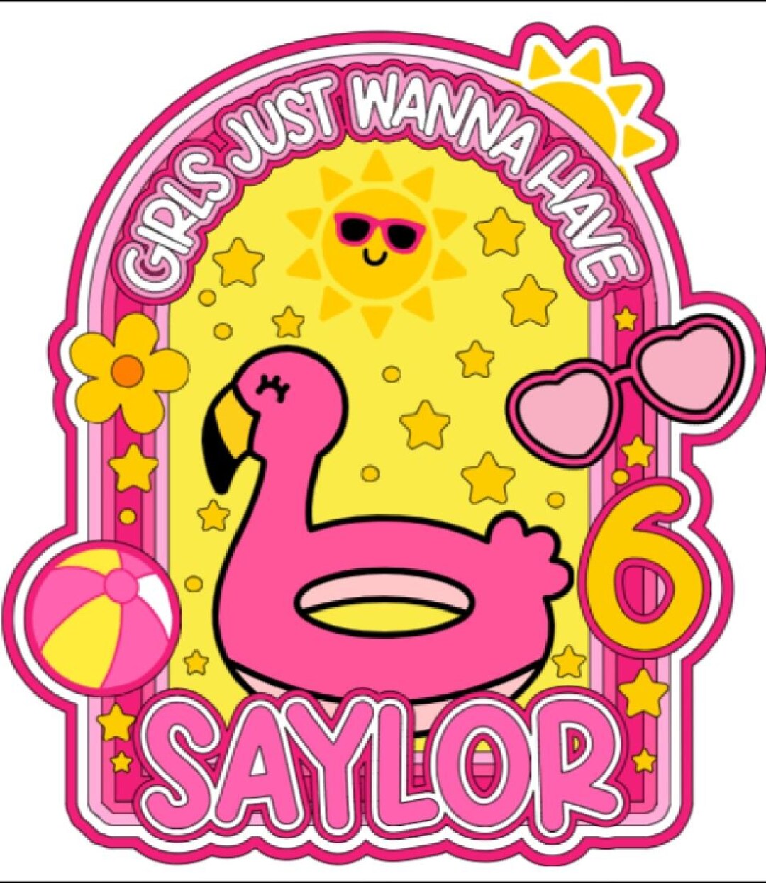 Girls Just Wanna Have SUN - 3D Shaker Cake Topper - Flamingo Floatie ...