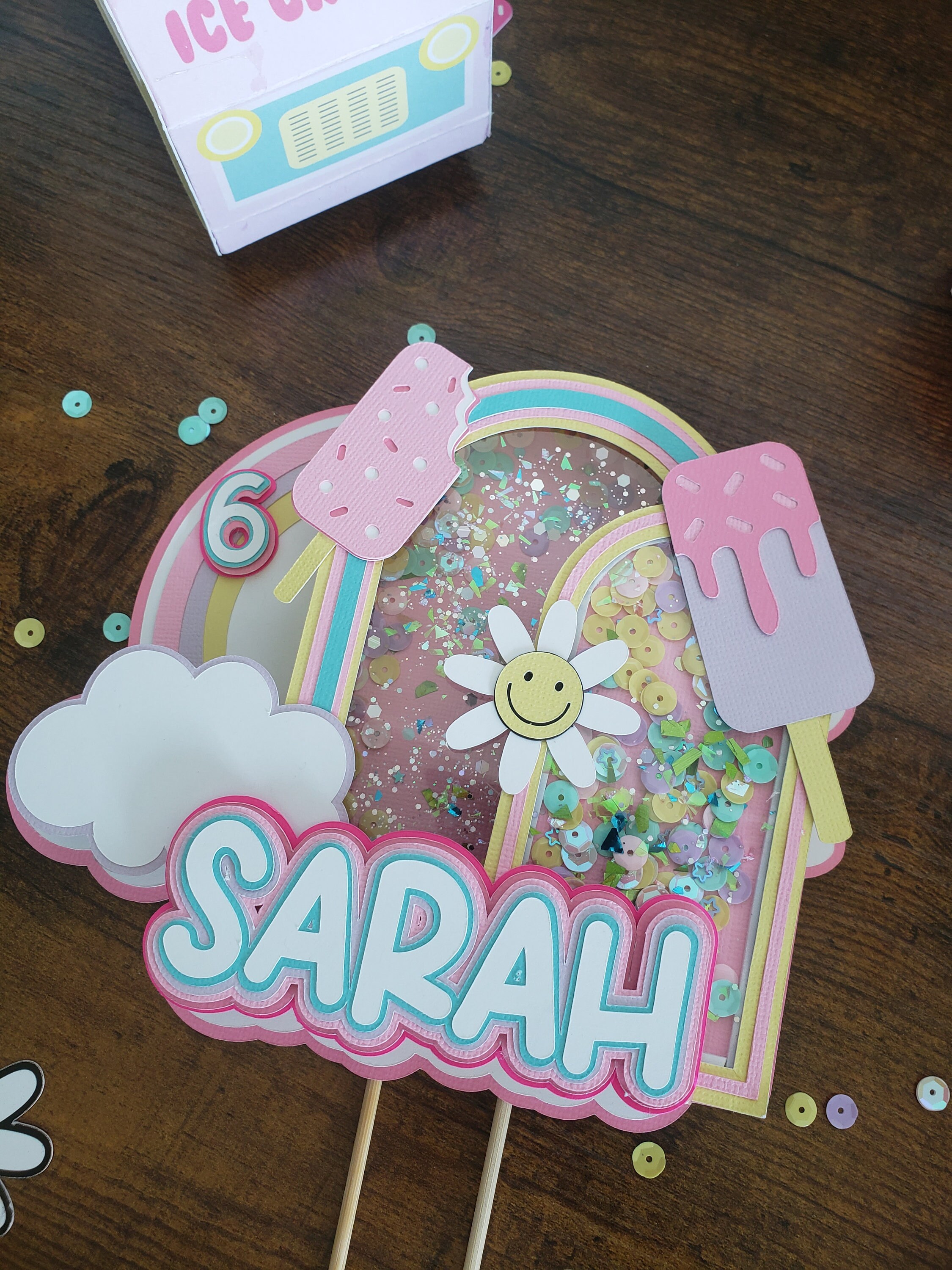 SUMMER 3D Shaker Cake Topper Ice Cream Daisy Popsicle - Etsy