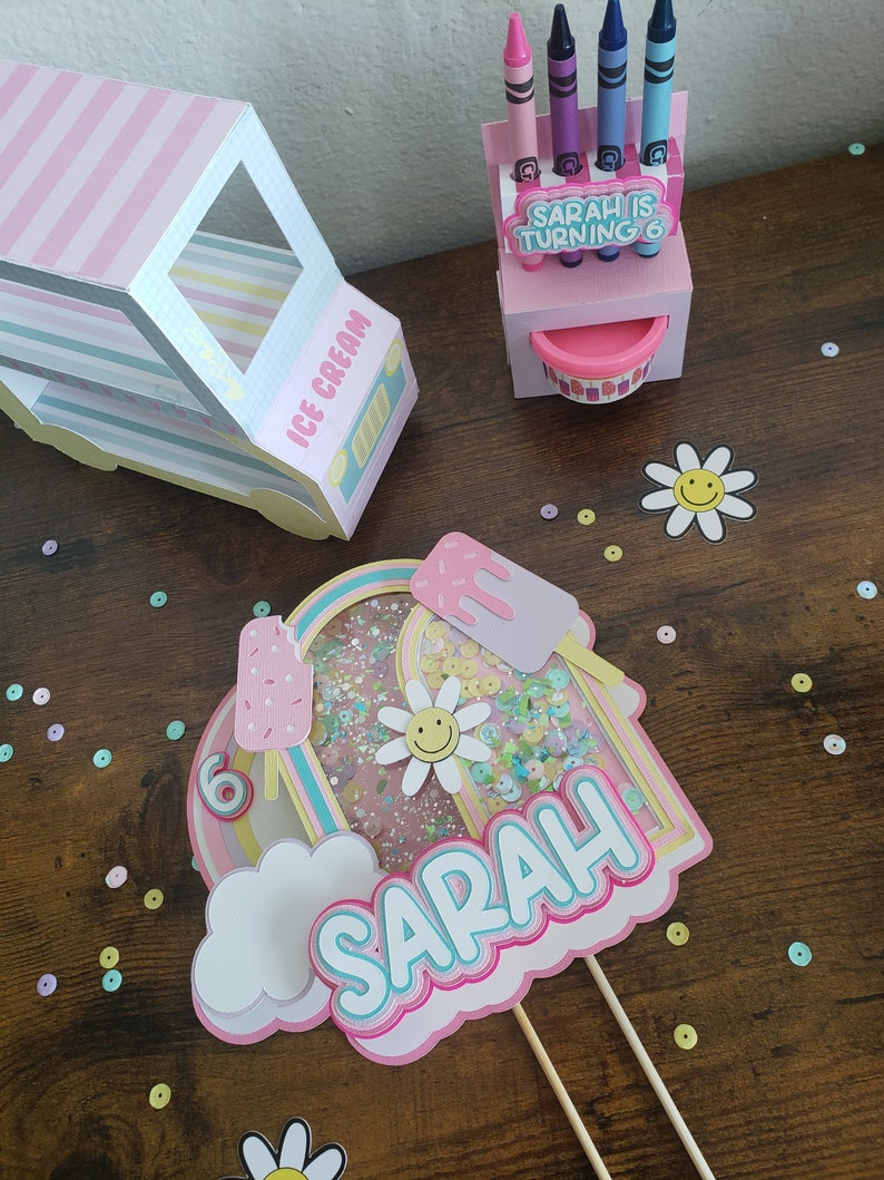 SUMMER 3D Shaker Cake Topper Ice Cream Daisy Popsicle - Etsy