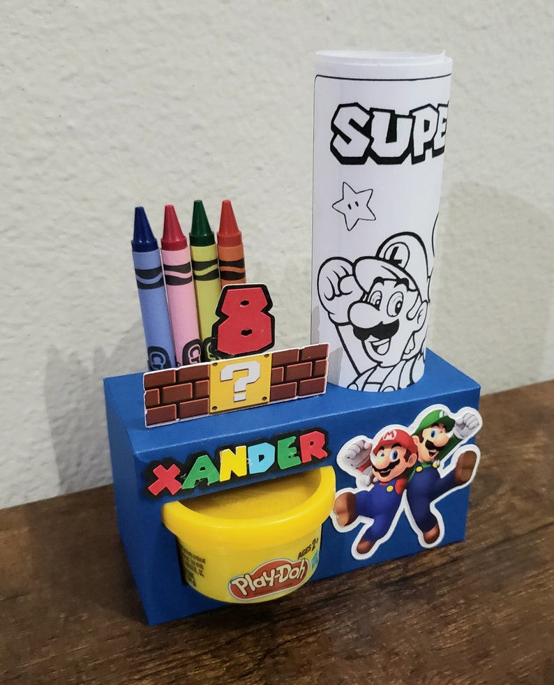 Mario - Party Favors Play Doh + Crayons - Etsy