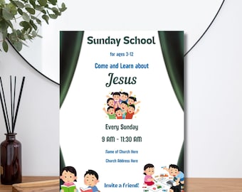 Editable Sunday School Invitation-instant Download-5x7-printable-vbs ...