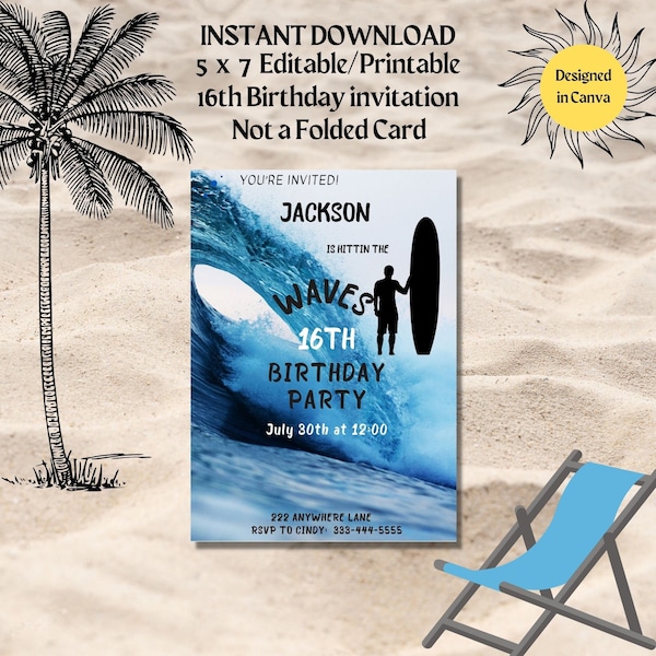 Pool Party Sweet Sixteen Invitation - Etsy