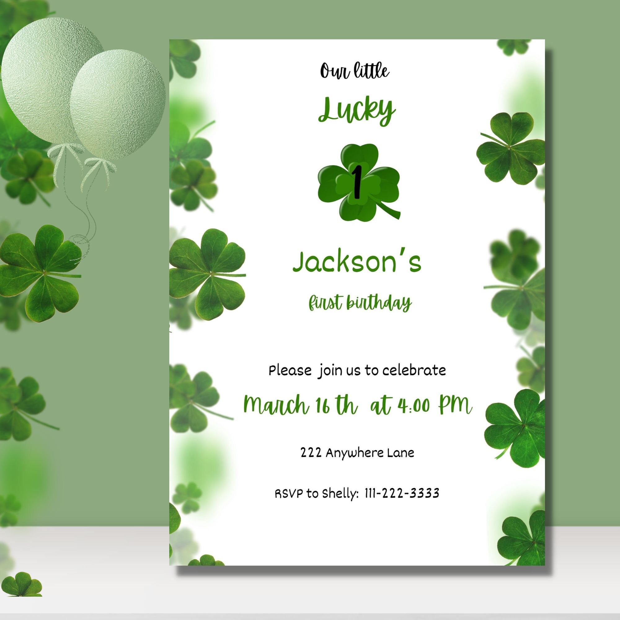Editable-printable Lucky One Birthday Invitation-5x7-instant Download ...