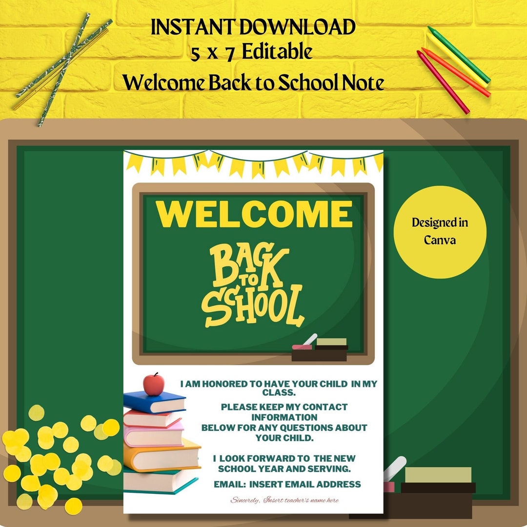Welcome Back to School Editable Template-instant Download-5x7-for ...