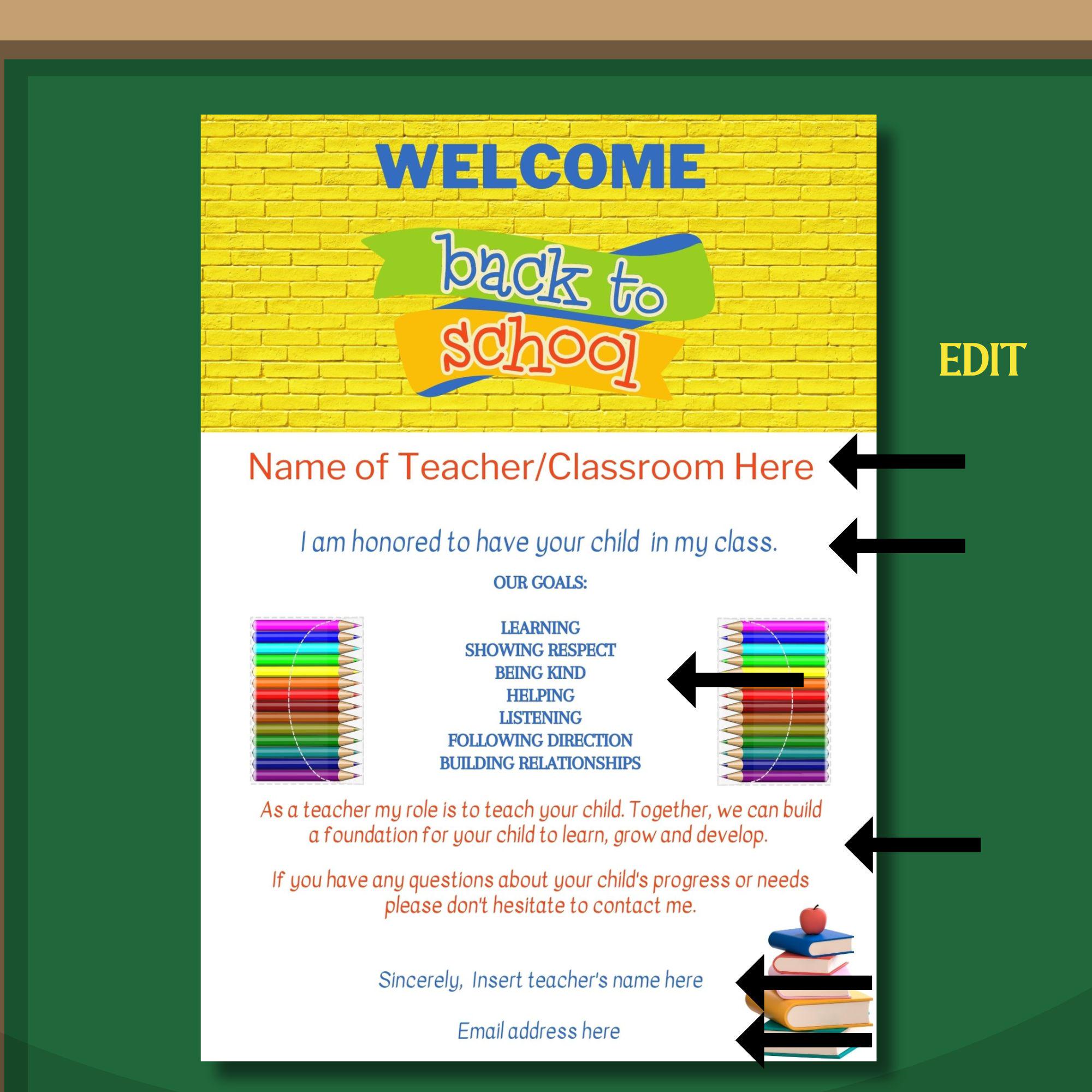 Welcome Back to School Editable/printable-instant Download-5x7-for ...