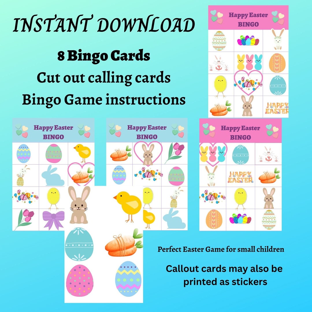 Happy Easter Bingo Card-younger Age Children-instant Download-games for ...