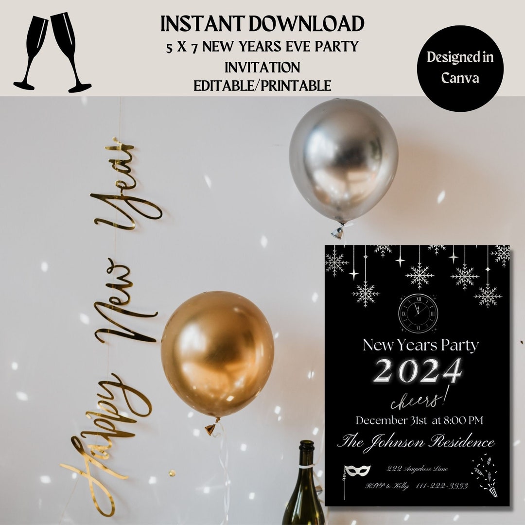 Editable-printable New Years Eve Party Invitation-5x7-instant Download ...