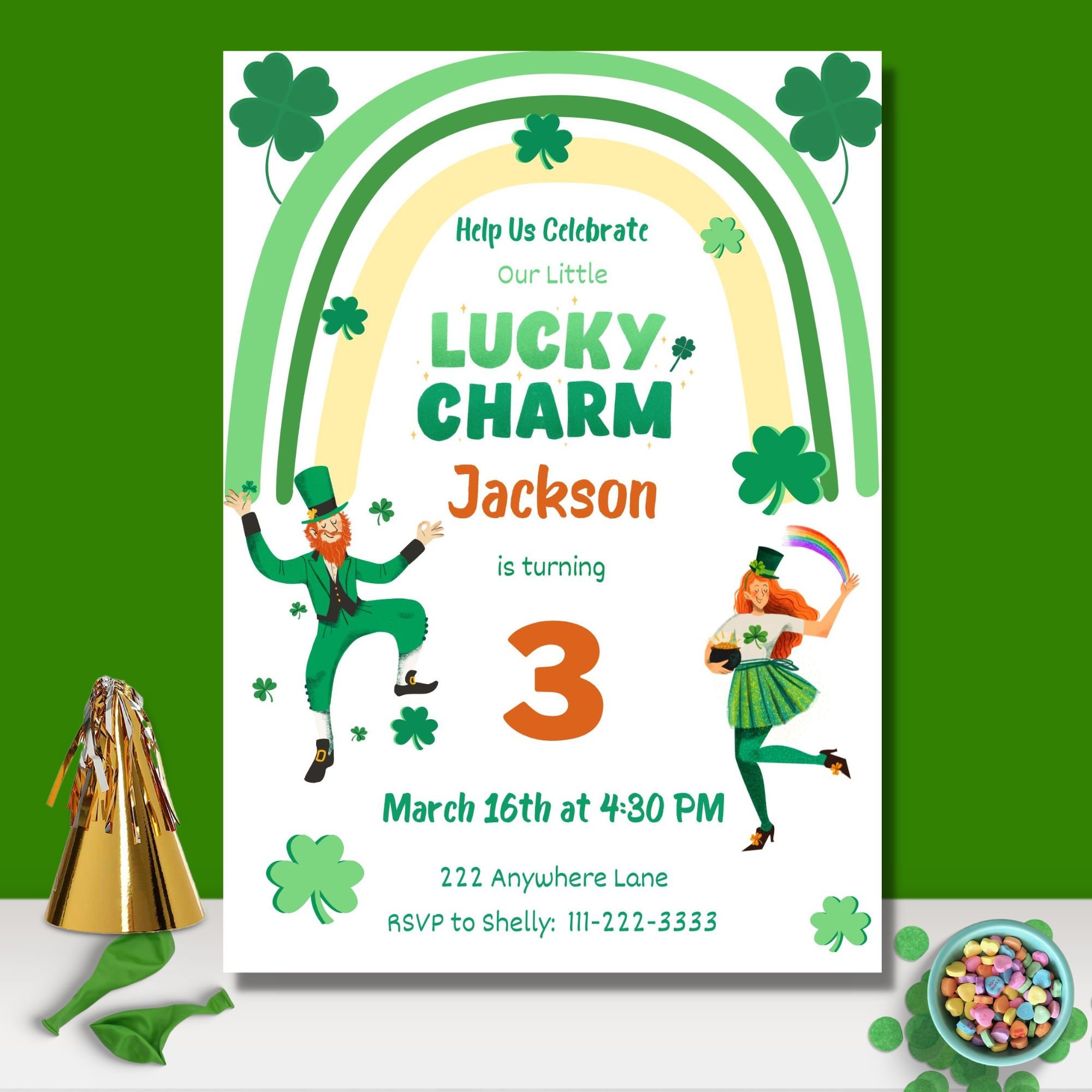 Editable-printable Lucky Charm Birthday Invitation-5x7-instant Download ...